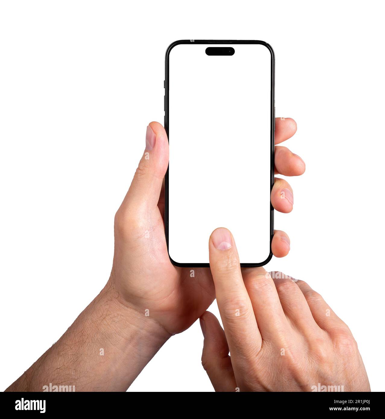 Berlin, Germany May 14 2023 Finger clicking on smartphone touchscreen ...