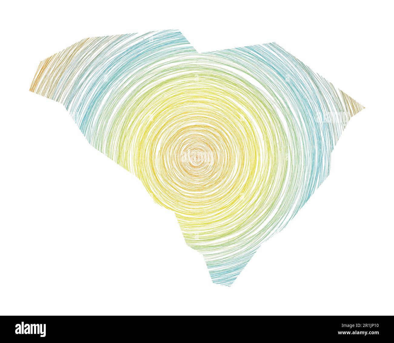 South Carolina map filled with concentric circles. Sketch style circles ...