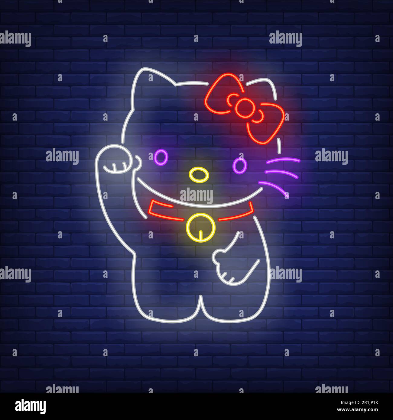 Cute maneki neko kitten neon sign Stock Vector Image & Art - Alamy