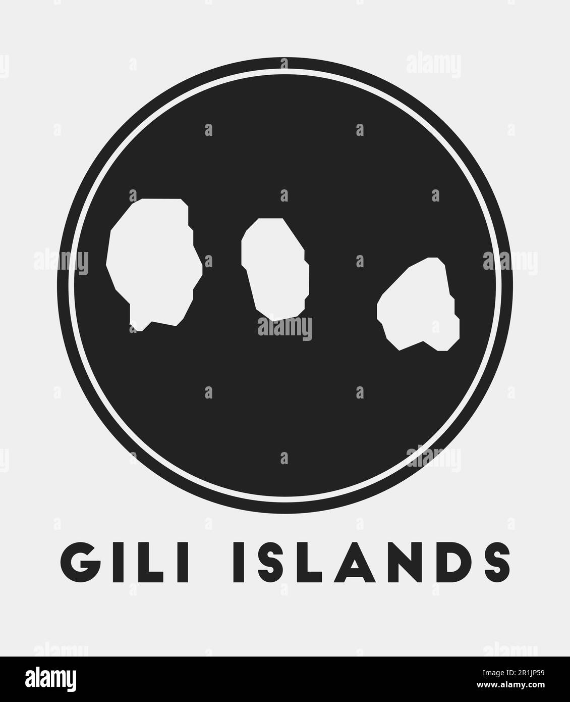 Gili Islands icon. Round logo with island map and title. Stylish Gili ...