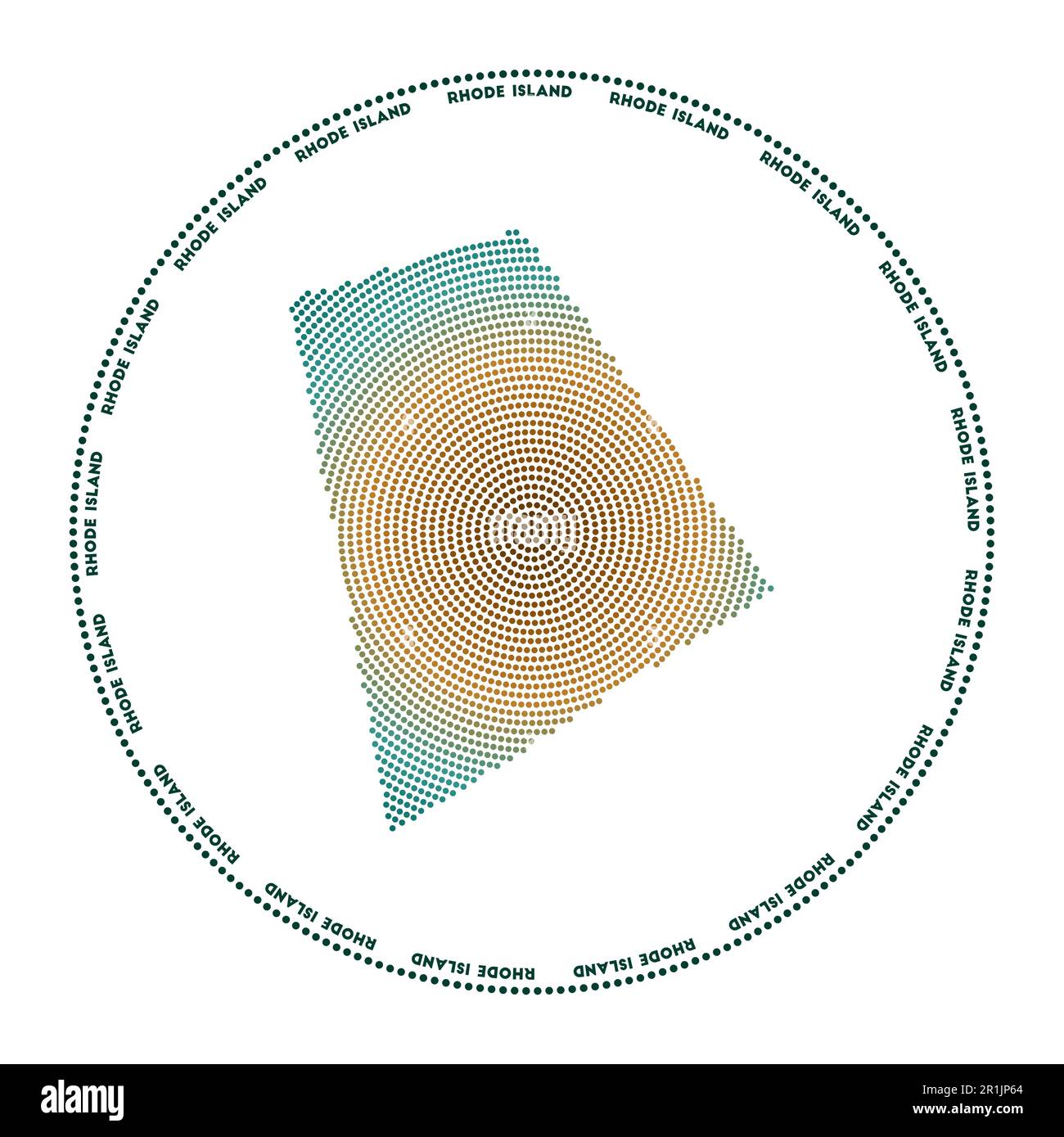 Rhode Island round logo. Digital style shape of Rhode Island in dotted ...