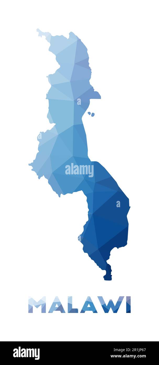 Low poly map of Malawi. Geometric illustration of the country. Malawi ...