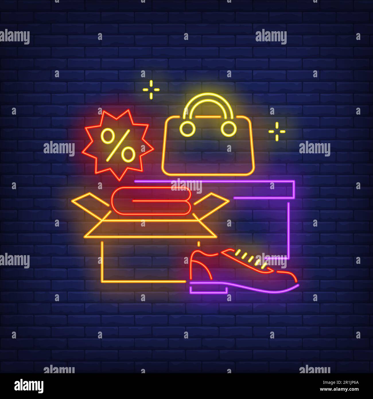 Boxes with clothes, bag, shoe neon sign Stock Vector Image & Art - Alamy