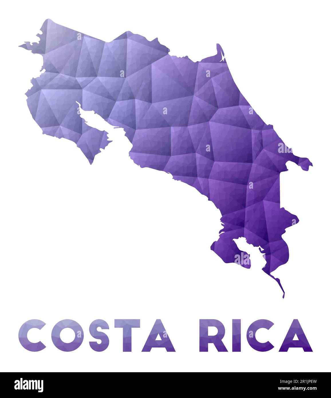 Map of Costa Rica. Low poly illustration of the country. Purple ...