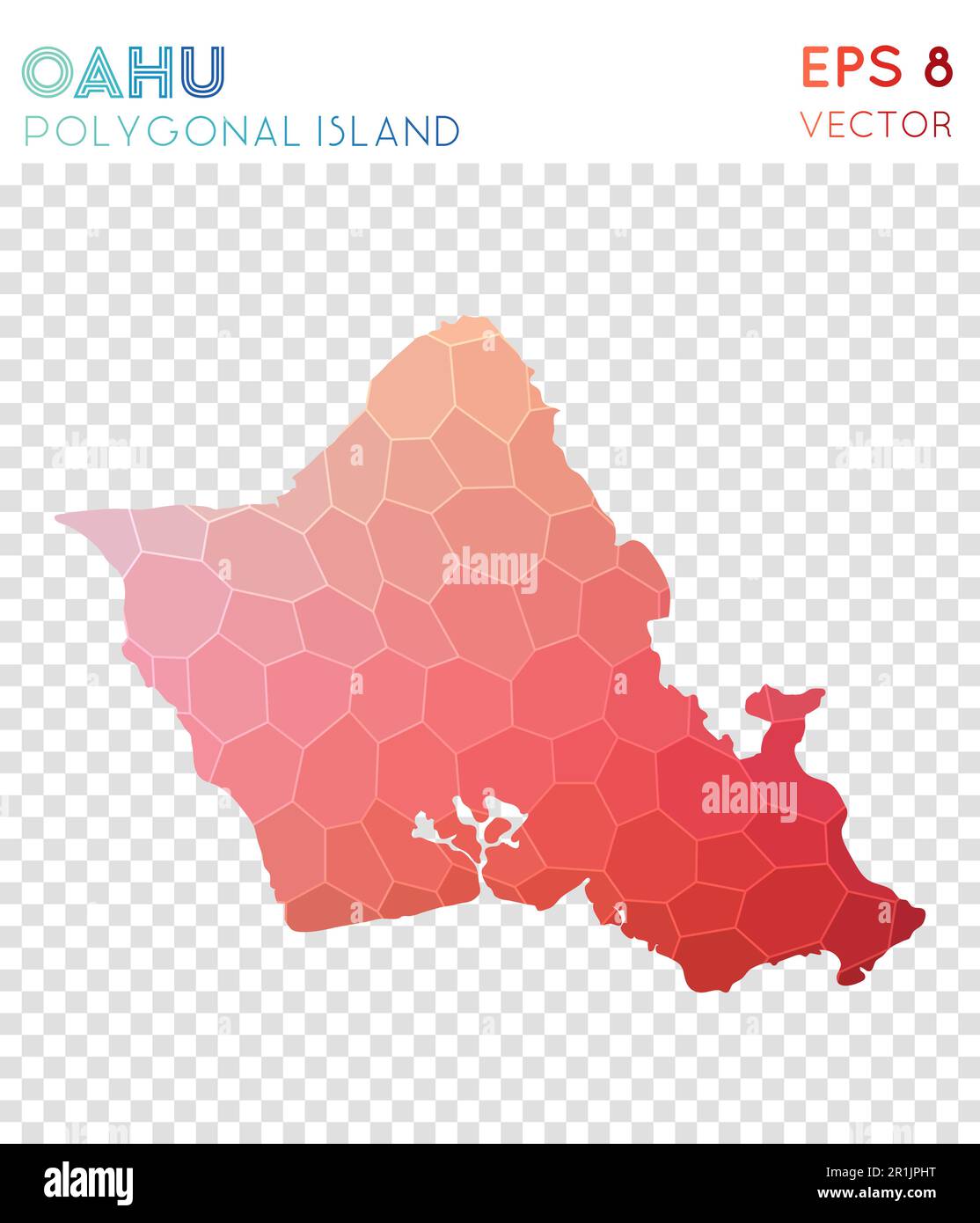 Oahu polygonal map, mosaic style island. Exceptional low poly style, modern design. Oahu ...