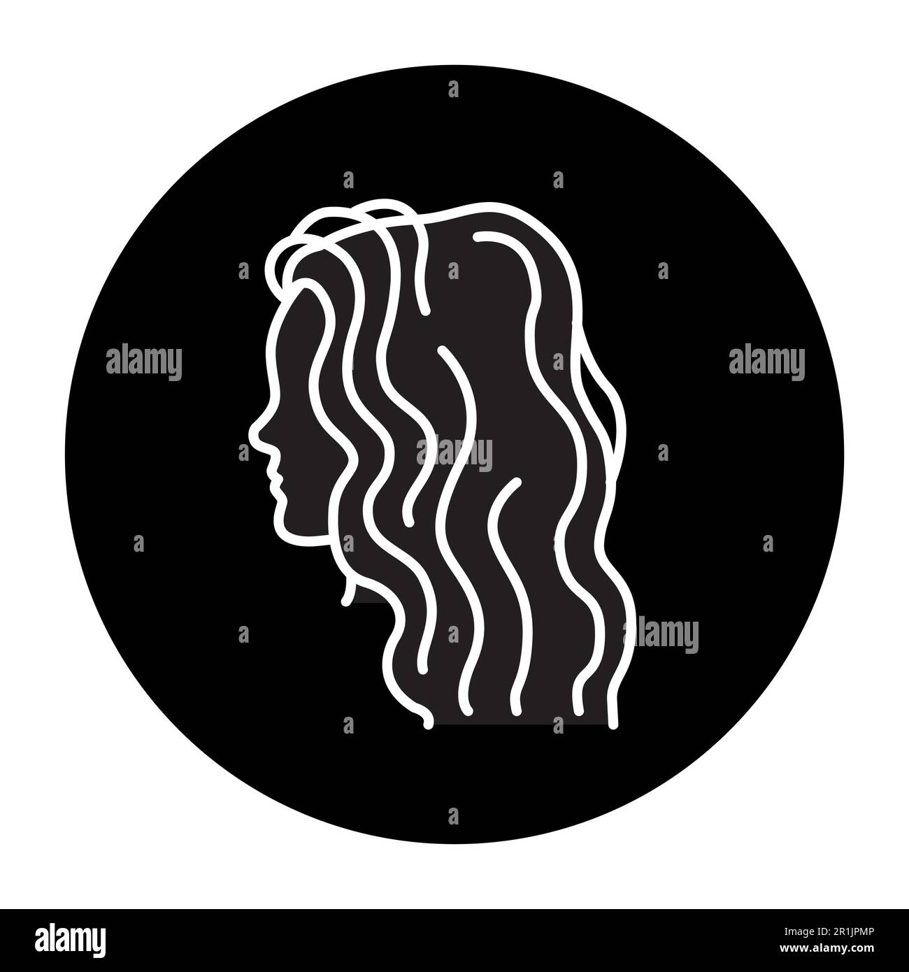 Woman red curly hair color line icon. Beauty industry. Hairdresser ...