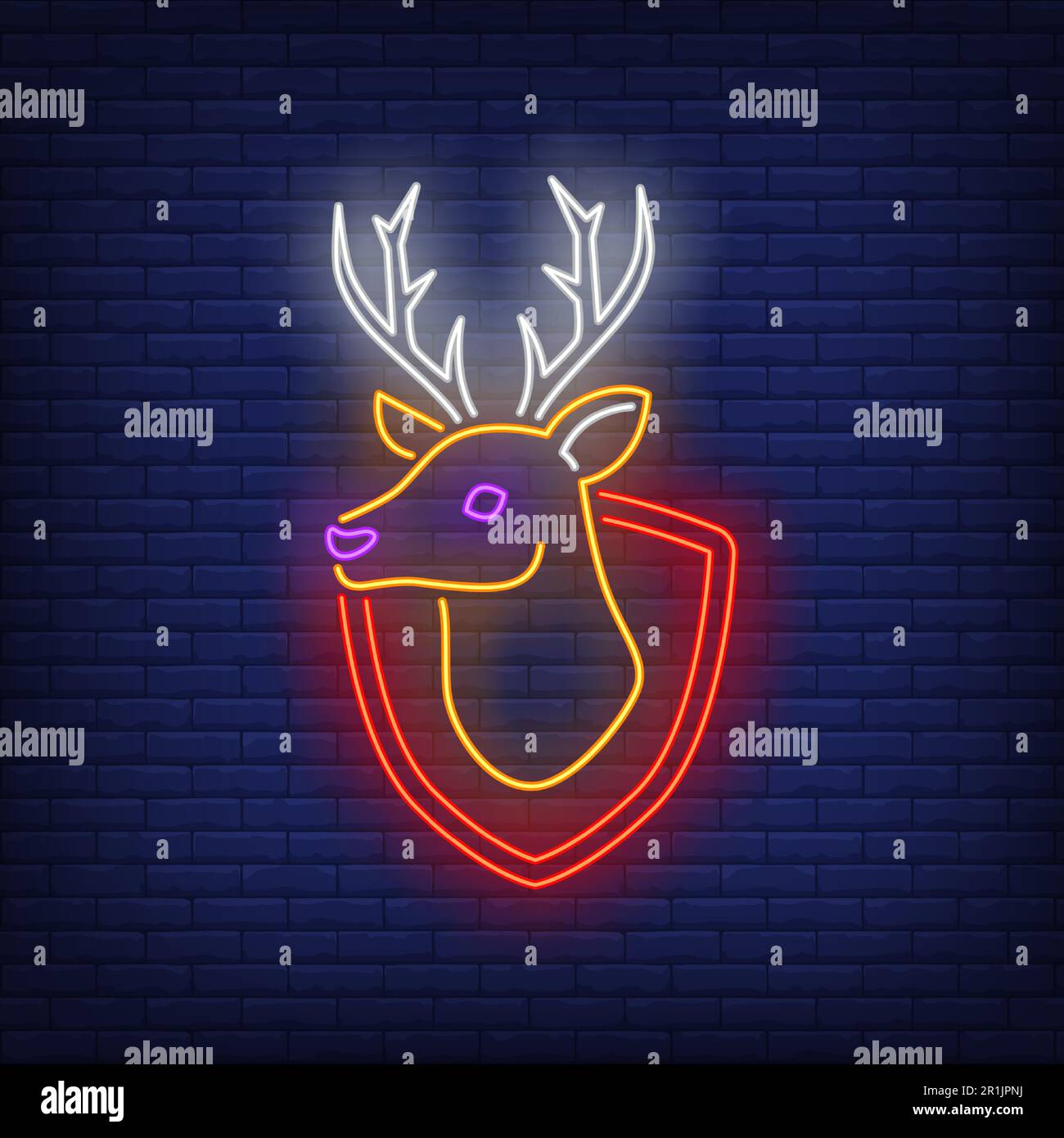 Reindeer head on shield neon sign Stock Vector Image & Art - Alamy