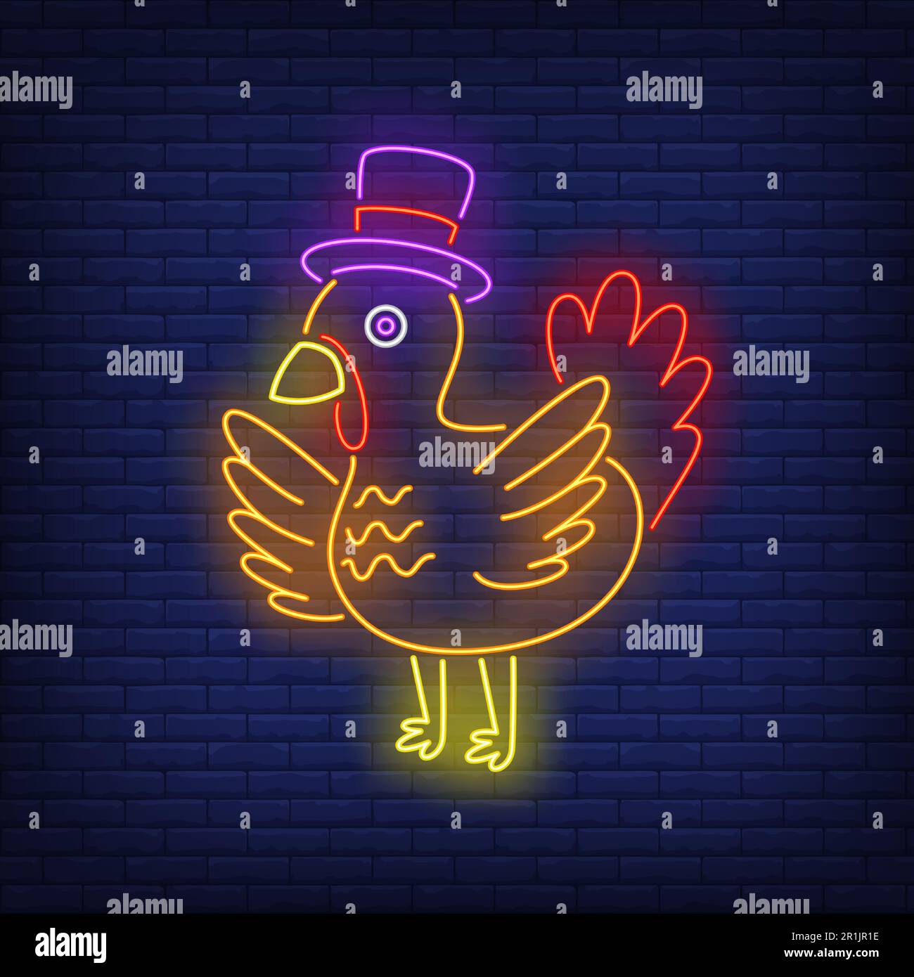 Turkey wearing topper hat neon sign Stock Vector Image & Art - Alamy