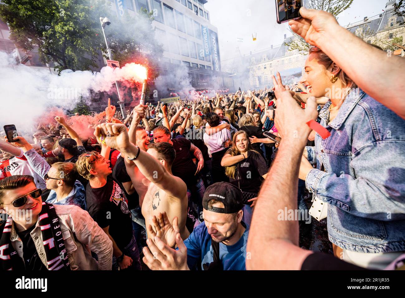 ROTTERDAM - Feyenoord fans celebrate their club's victory after the ...