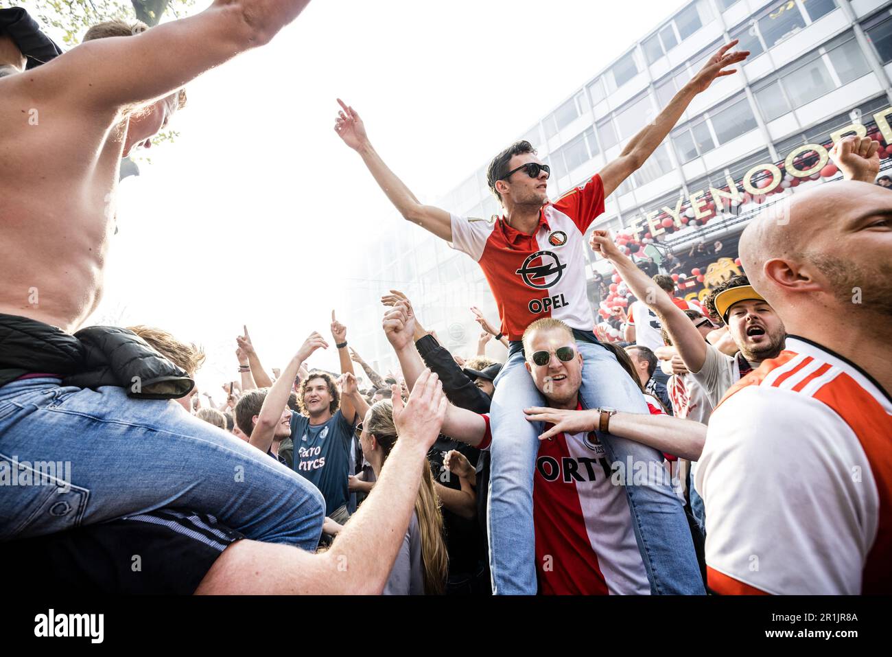 ROTTERDAM - Feyenoord fans celebrate their club's victory after the ...
