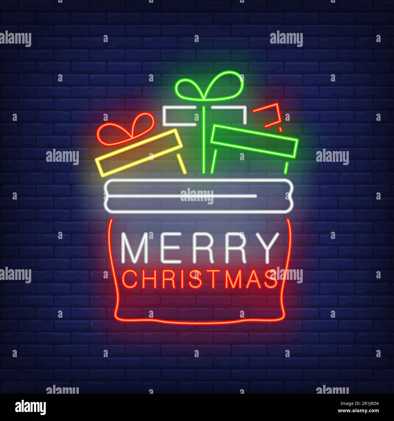 Christmas presents bag neon sign Stock Vector Image & Art - Alamy