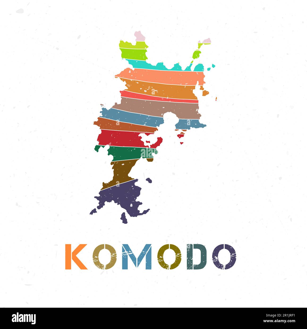 Komodo map design. Shape of the island with beautiful geometric waves ...
