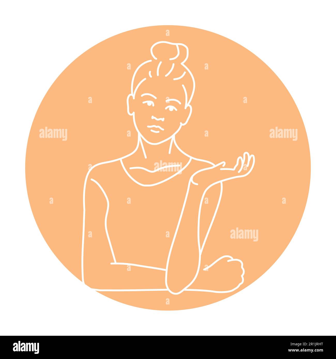 Thinking girl color line illustration. Behavior of people Stock Vector ...