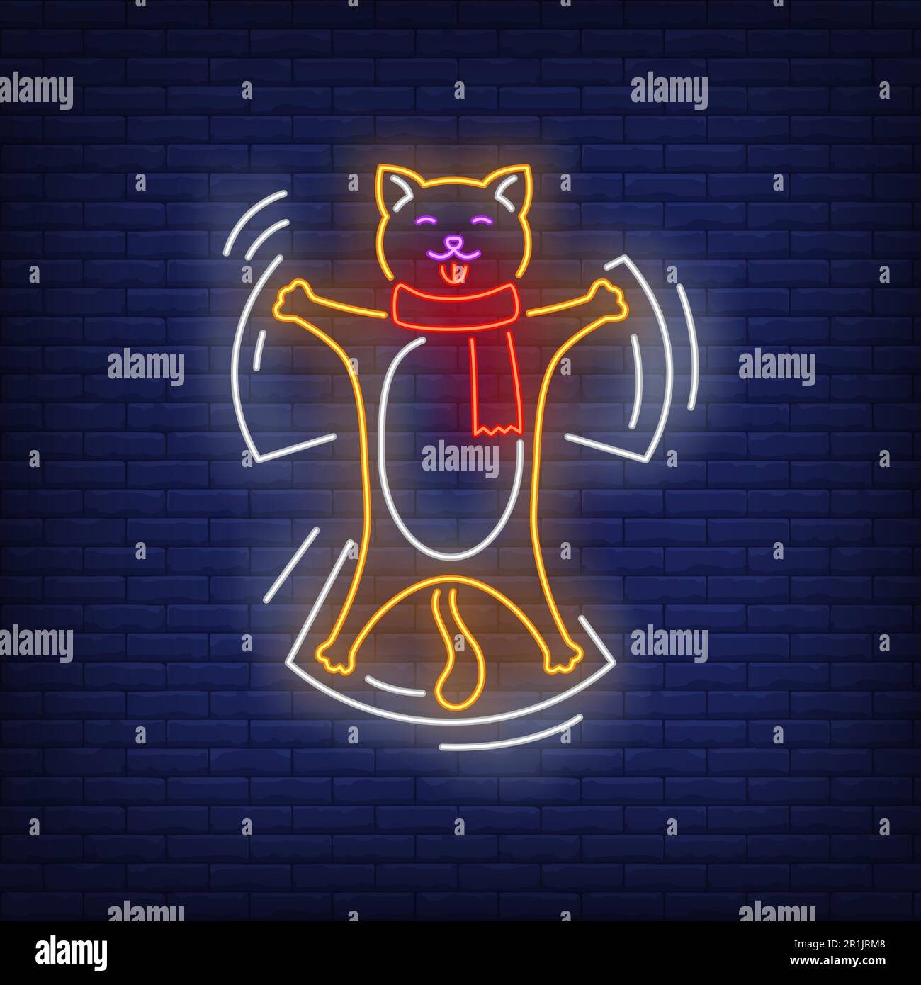 Cat lying and making snow angel neon sign Stock Vector Image & Art - Alamy