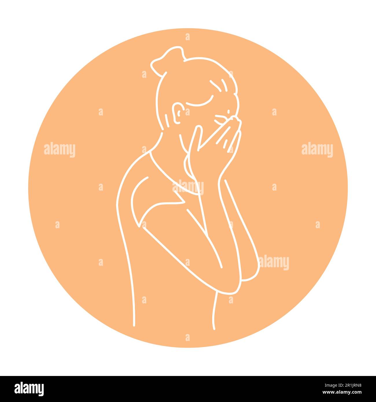 Sad girl crying color line illustration. Behavior of people Stock ...