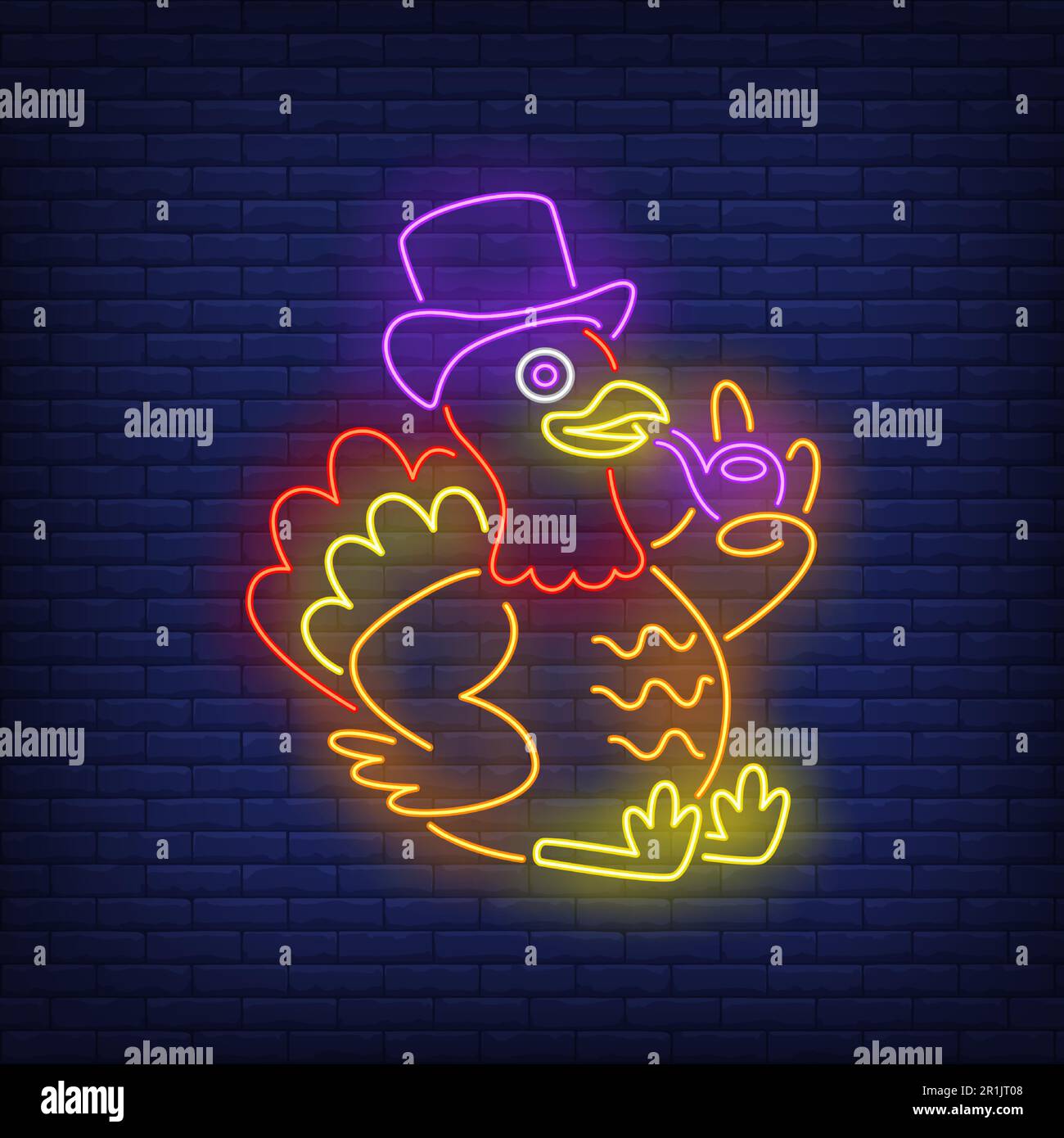Turkey holding smoking pipe and wearing hat neon sign Stock Vector ...