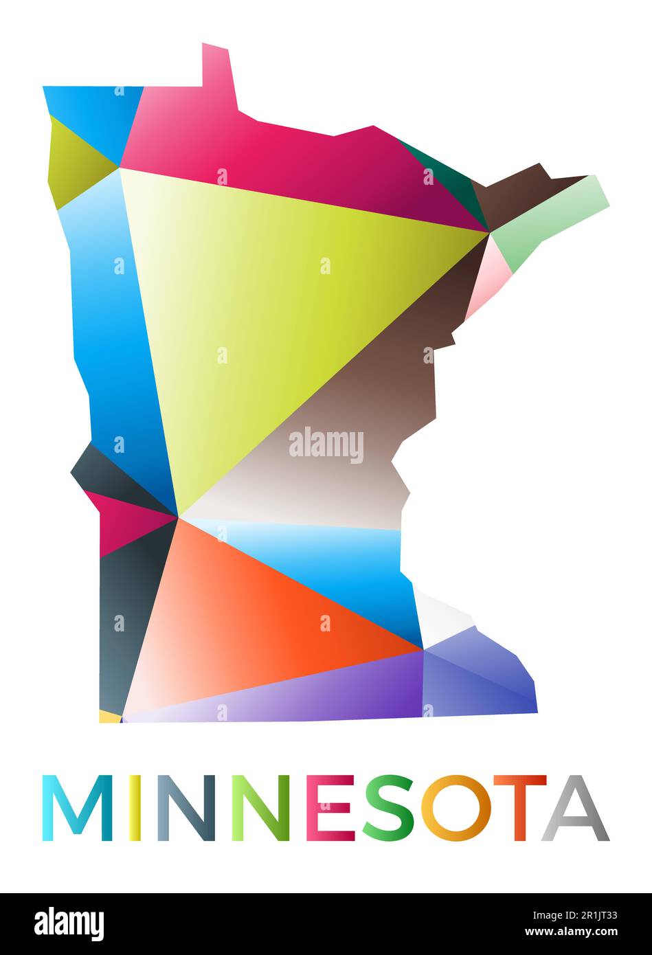 Bright colored Minnesota shape. Multicolor geometric style US state ...
