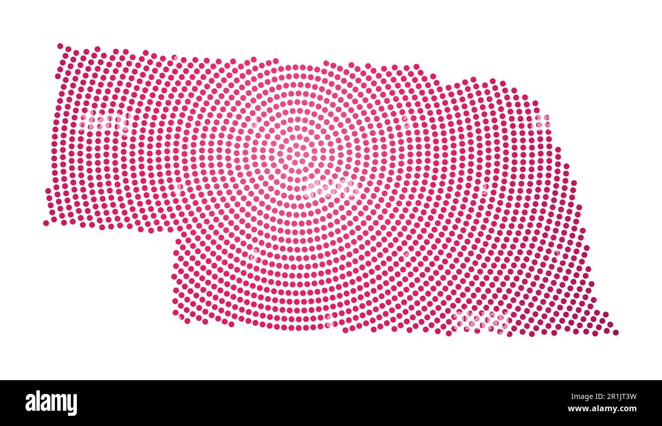 Nebraska dotted map. Digital style shape of Nebraska. Tech icon of the ...