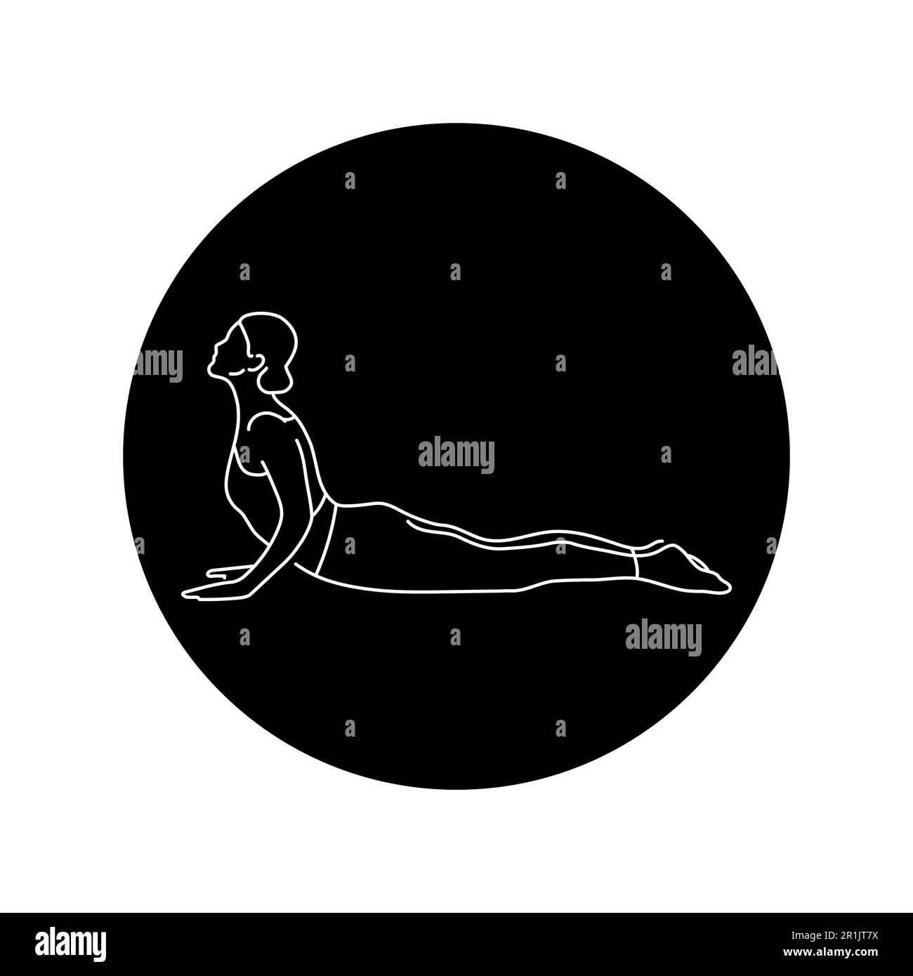 Cobra Pose or Bhujangasana color line illustration. Pictogram for web ...