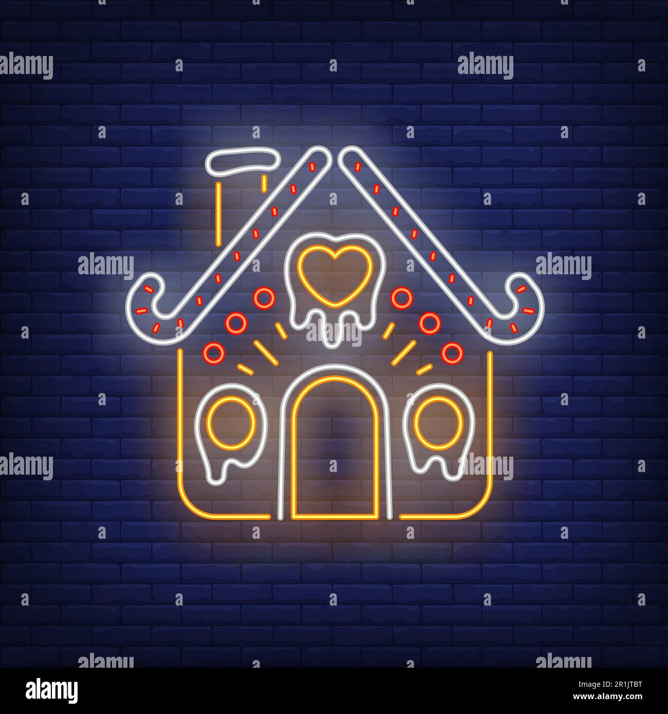 Gingerbread house with candy canes neon sign Stock Vector Image & Art ...