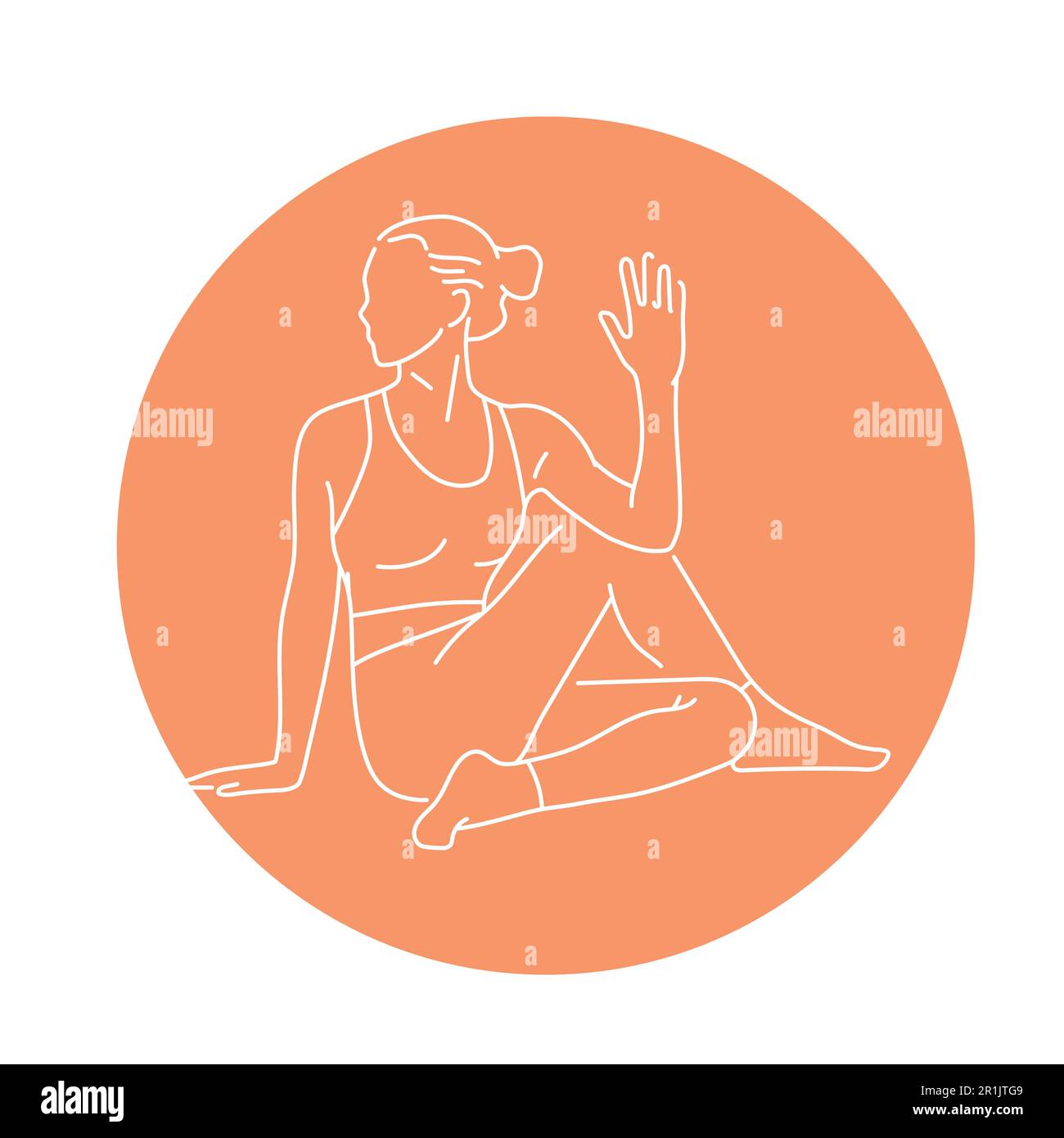Ardha matsyendrasana color line illustration. Pictogram for web page ...
