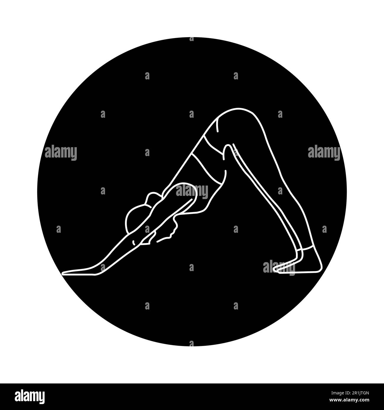 Downward-Facing Dog Adho Mukha Shvanasana color line illustration ...