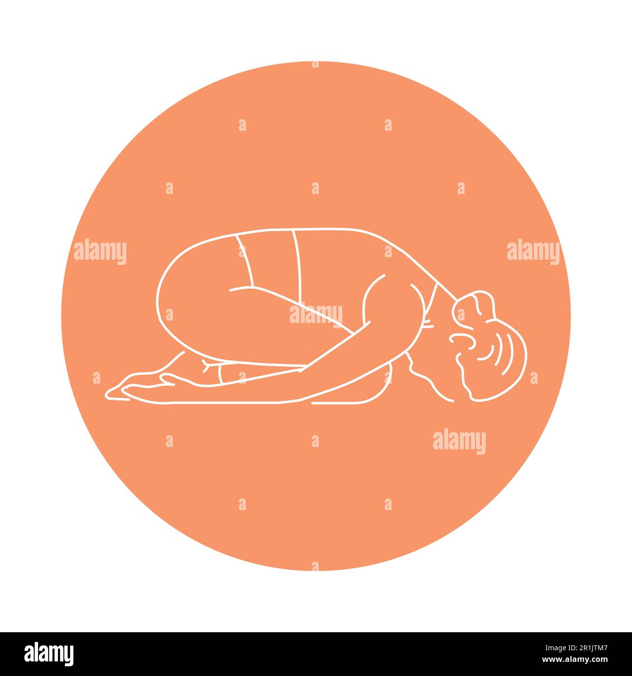 Balasana child pose color line illustration. Pictogram for web page ...