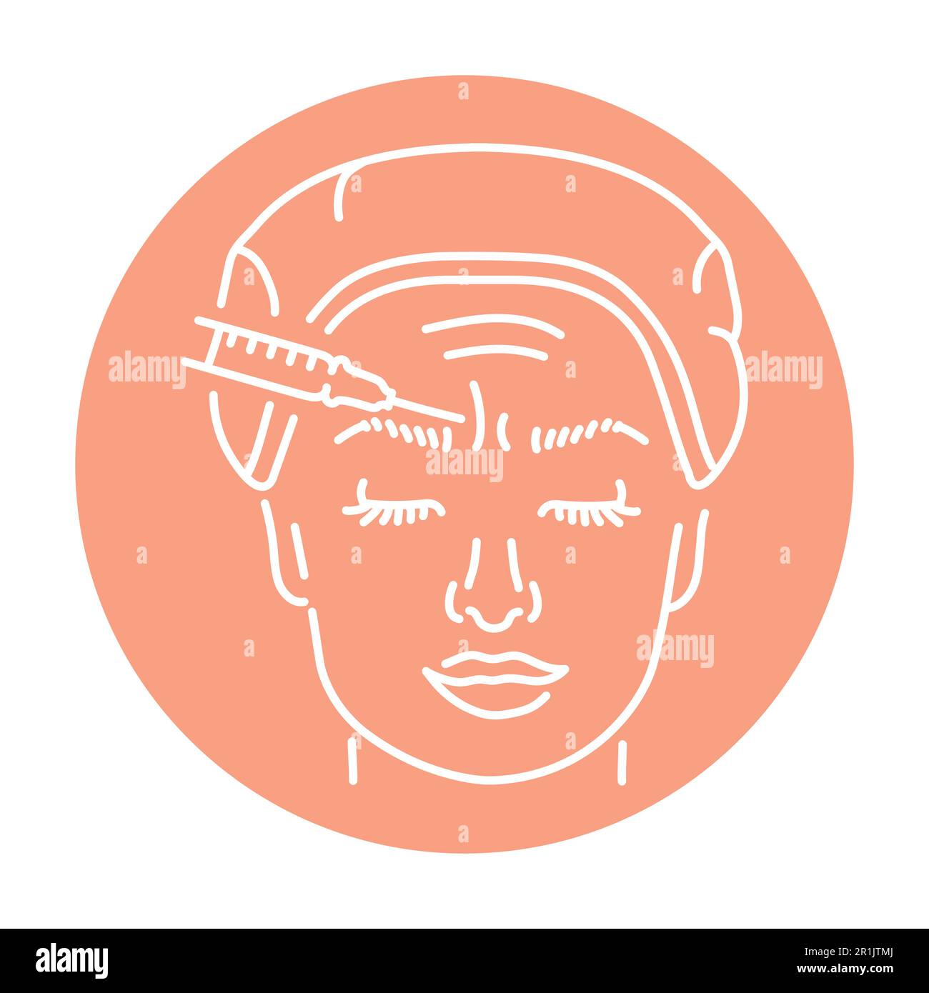 Botulinum wrinkle therapy between the eyebrows color line illustration ...