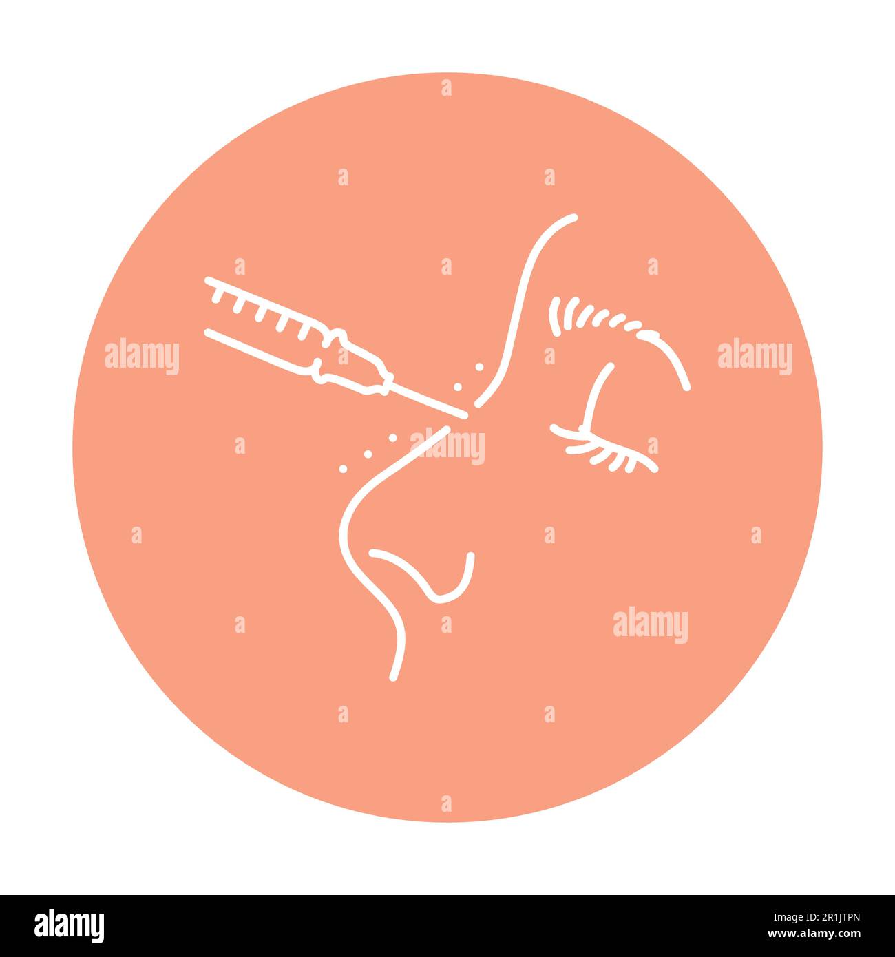 Nose correction with filler color line illustration. Hyaluronic ...
