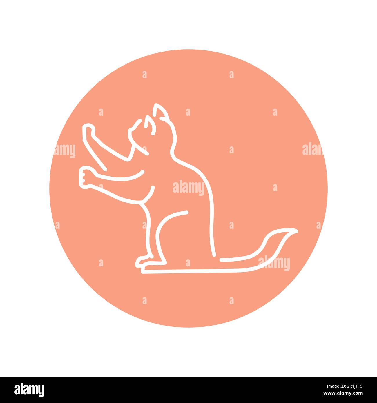 Sitting cat sharpens its claws color line icon. Pictogram for web page ...