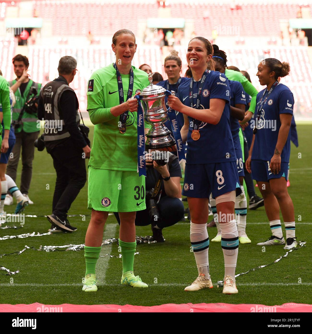 London, UK. 14th May, 2023. Chelsea Women Goalkeeper Ann-Katrin Berger ...