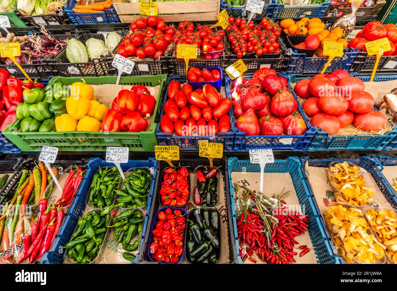 Vegetables for sale at Naschmarkt market in Vienna, Austria Stock Photo ...
