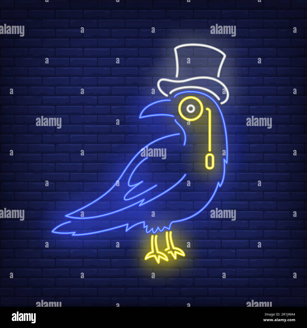 Crow wearing topper hat and monocle neon sign Stock Vector Image & Art ...