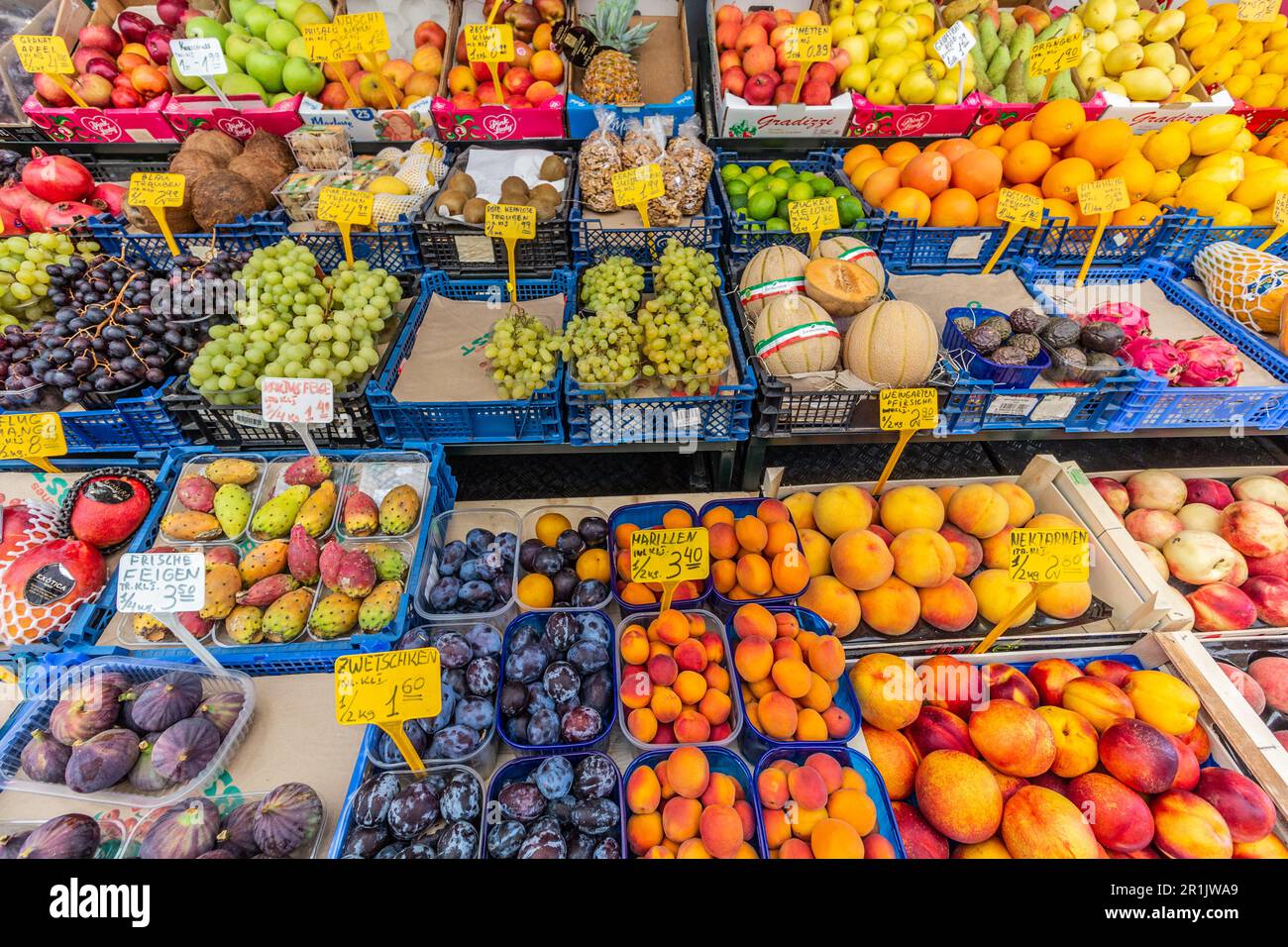 Fruits for sale at Naschmarkt market in Vienna, Austria Stock Photo - Alamy