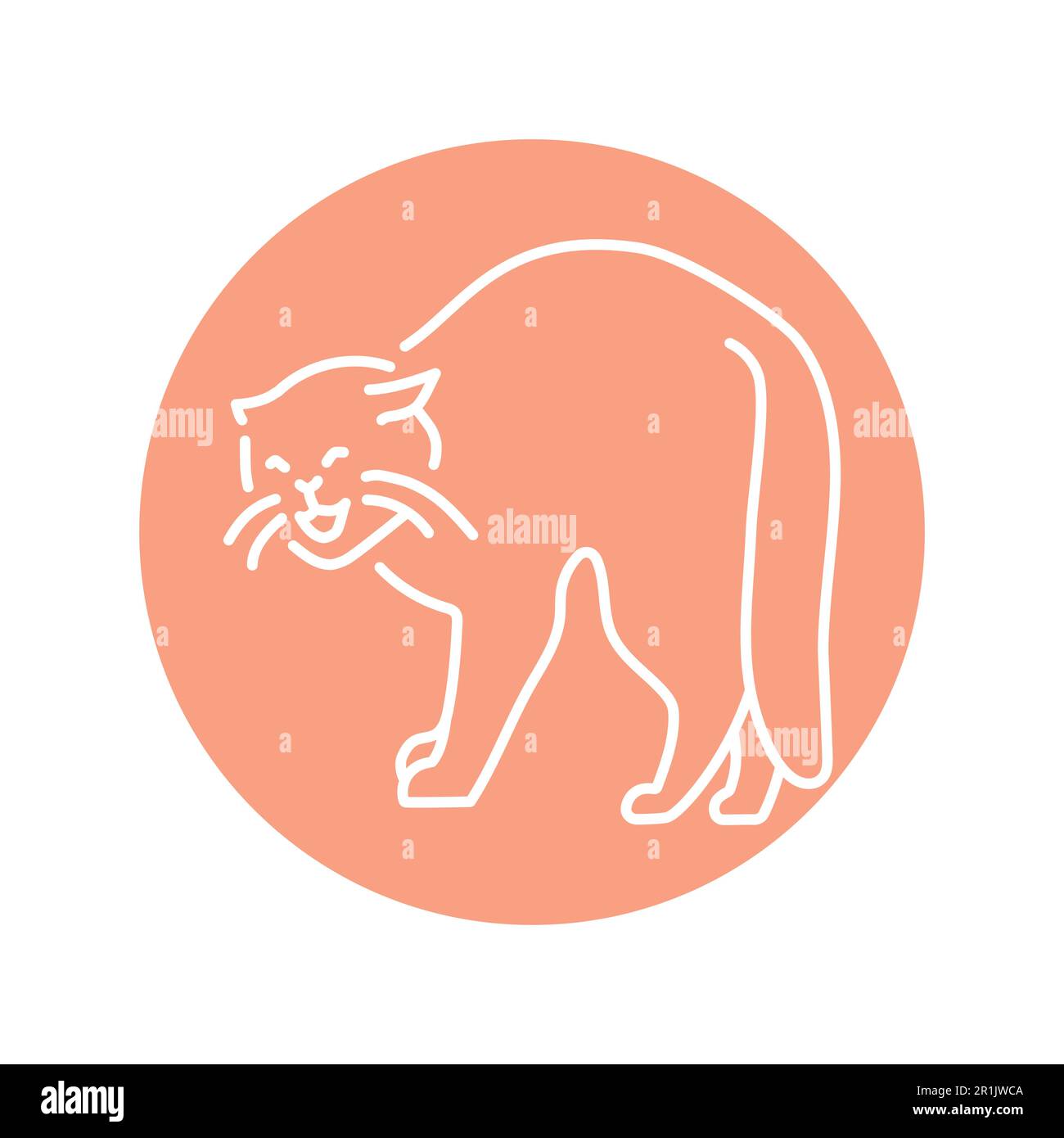 Standing angry cat color line icon. Pictogram for web page Stock Vector ...