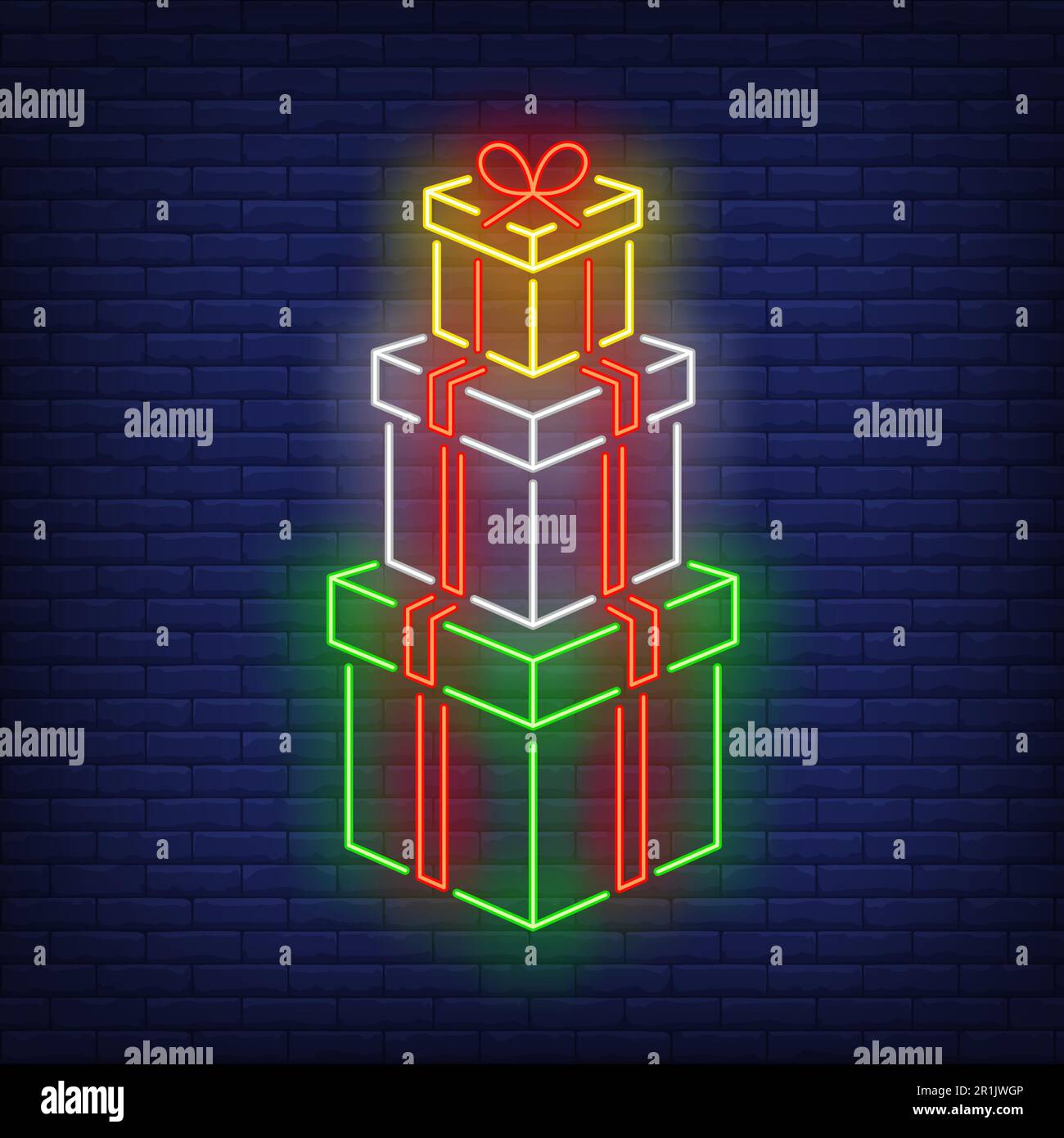 Stack of gifts neon sign Stock Vector Image & Art - Alamy