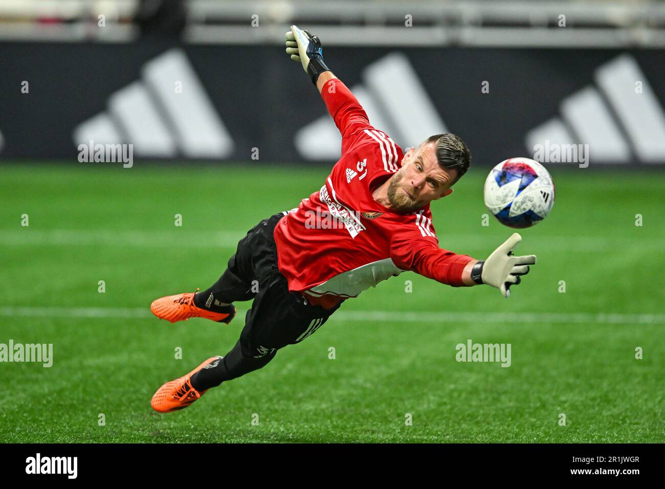 ATLANTA, GA – MAY 13: Atlanta goalkeeper Quentin Westberg (31) warms up ...