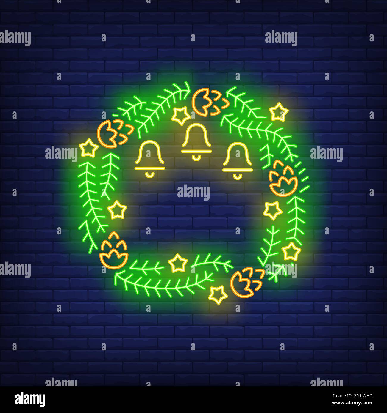 Christmas wreath neon sign Stock Vector Images - Alamy