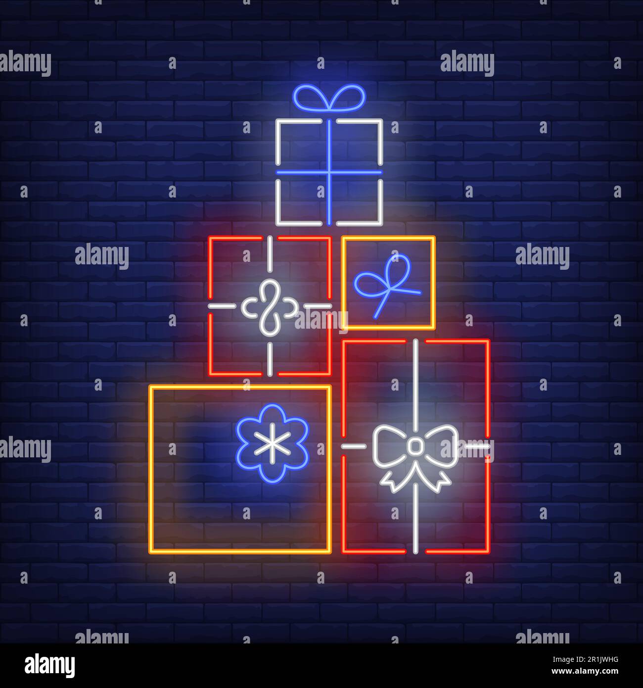 Pile of gifts neon sign Stock Vector Image & Art - Alamy