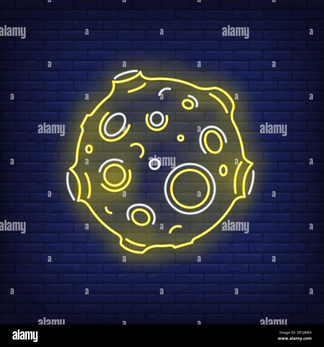 Moon with craters neon sign Stock Vector Image & Art - Alamy