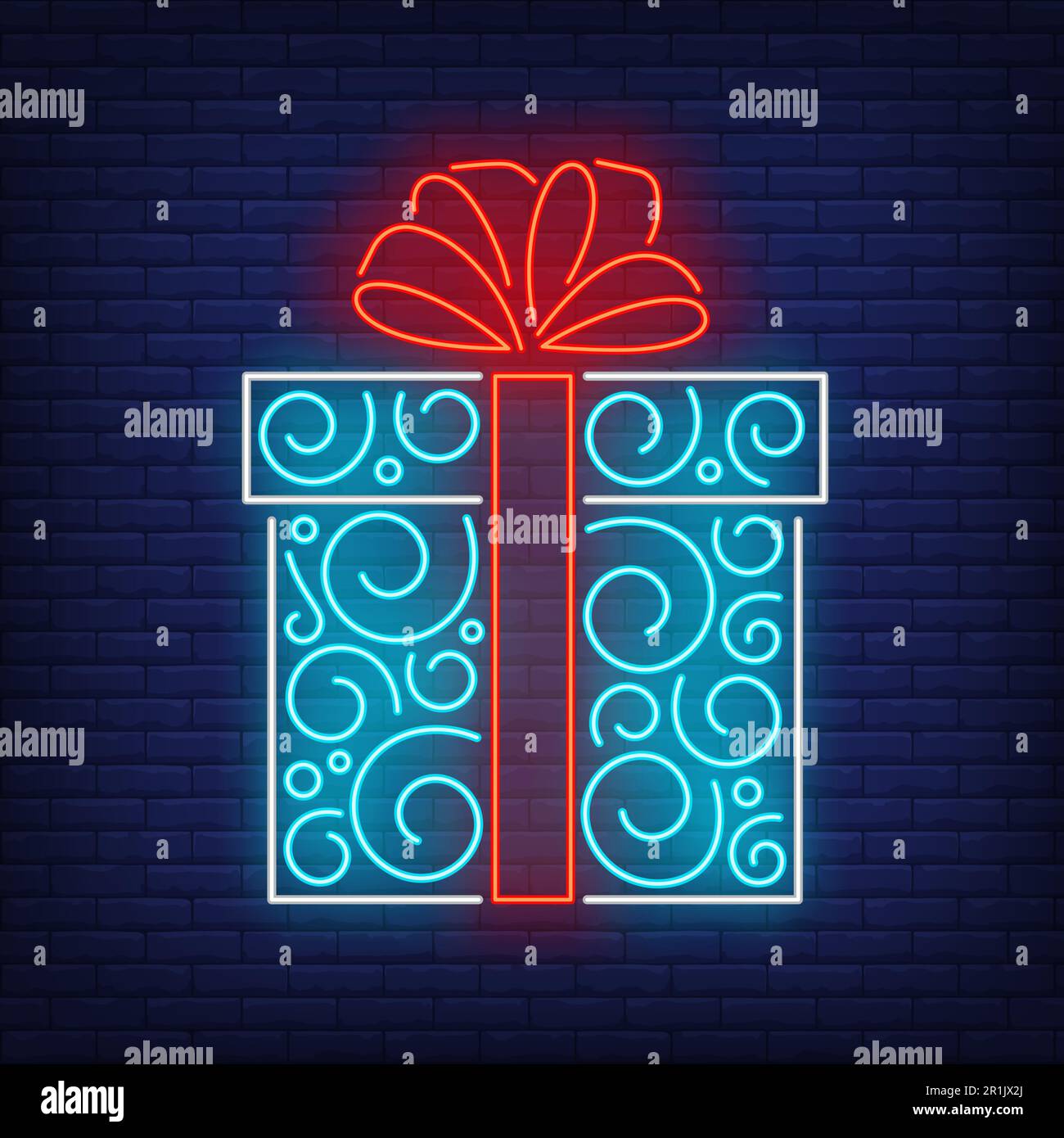 Neon gift box glowing Stock Vector Images - Alamy