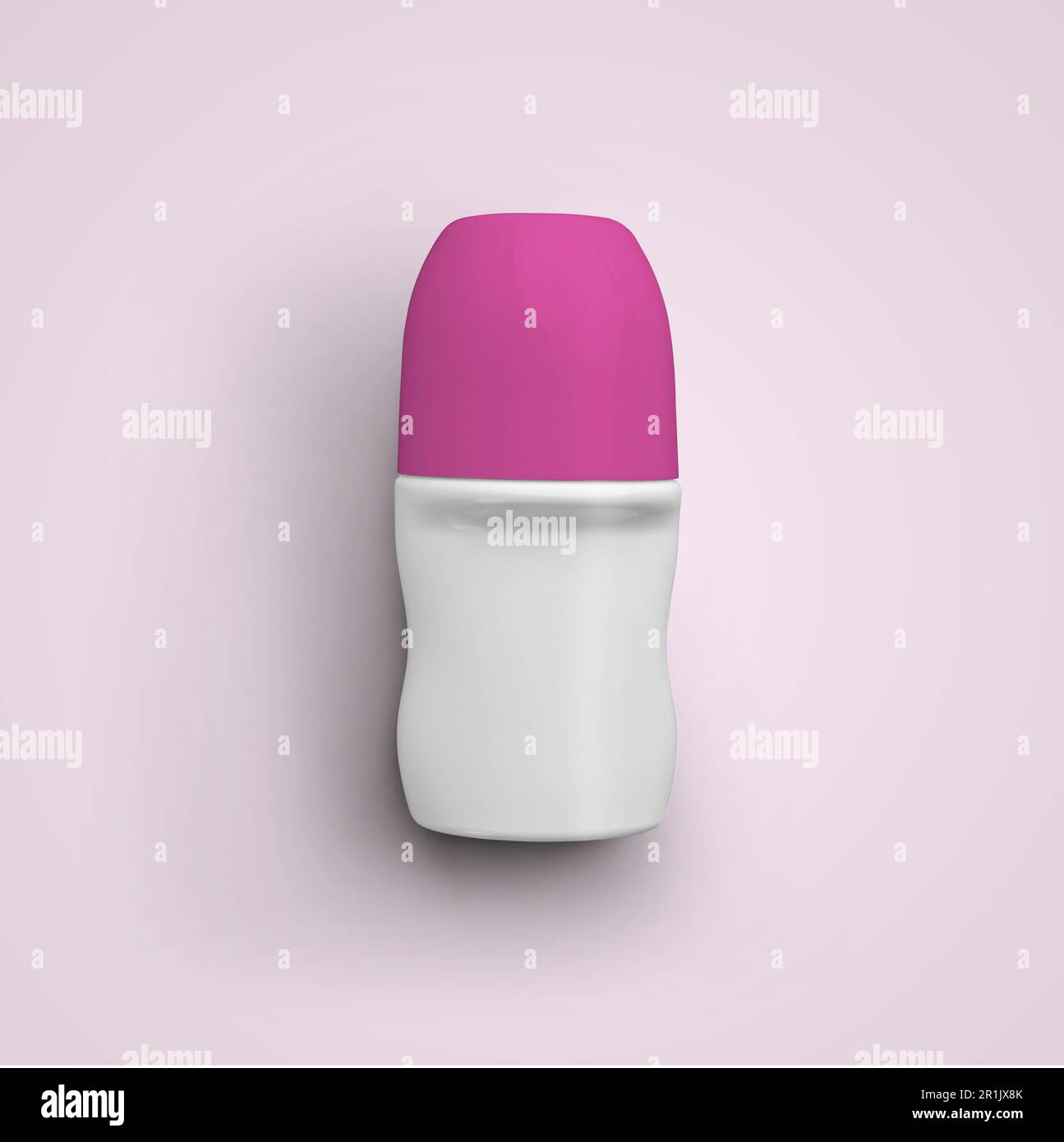 3D rendering blank white roll on deodorant plastic bottle with pink cap ...