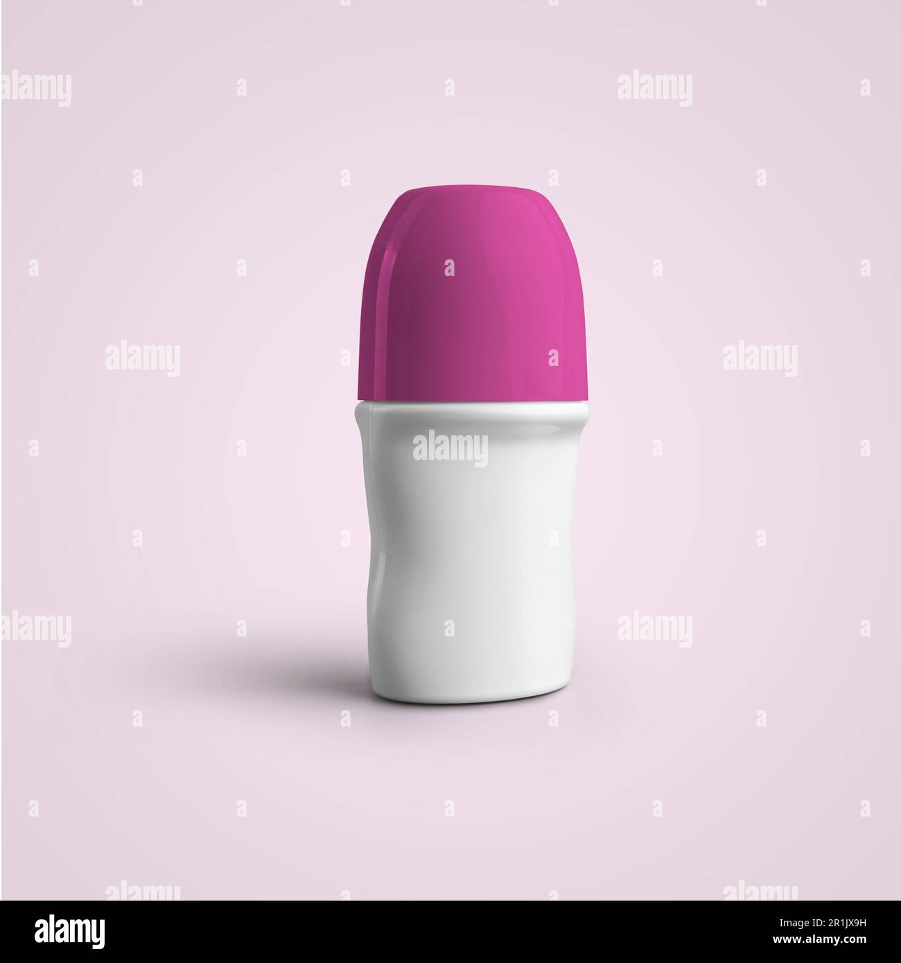 3D rendering blank white roll on deodorant plastic bottle with pink cap ...