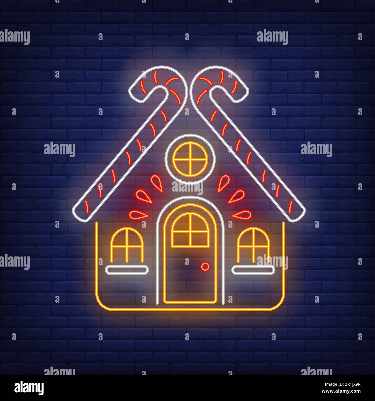 Gingerbread house with sugar canes neon sign Stock Vector Image & Art ...
