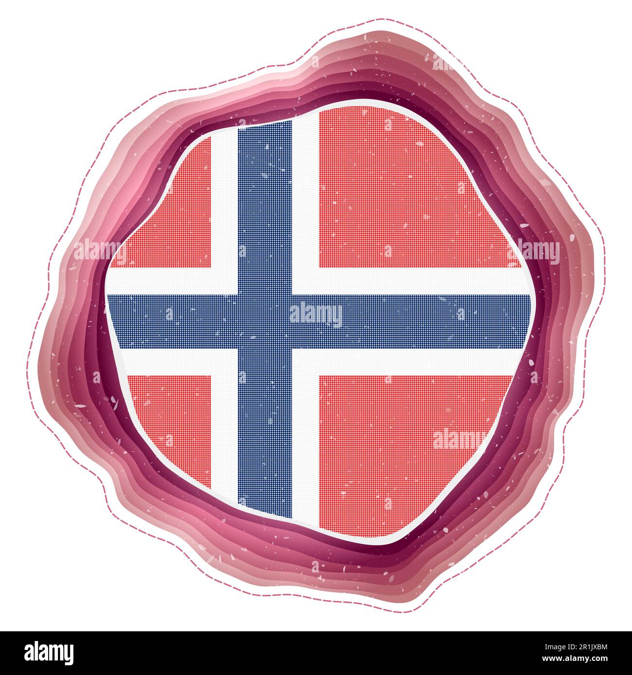 Norway flag in frame. Badge of the country. Layered circular sign ...