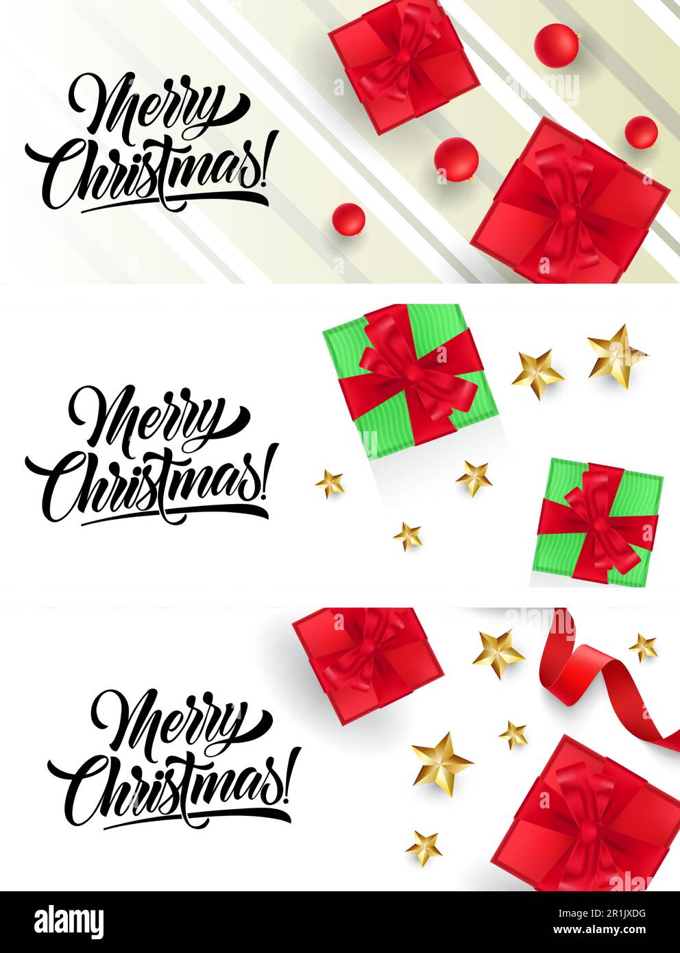 Merry Christmas banner set with gifts on fair ground Stock Vector Image ...
