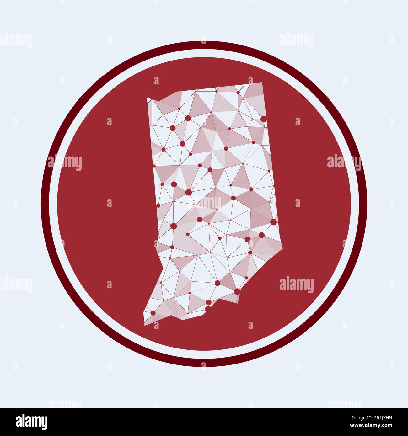 Indiana icon. Trendy tech logo of the US state. Geometric mesh round ...