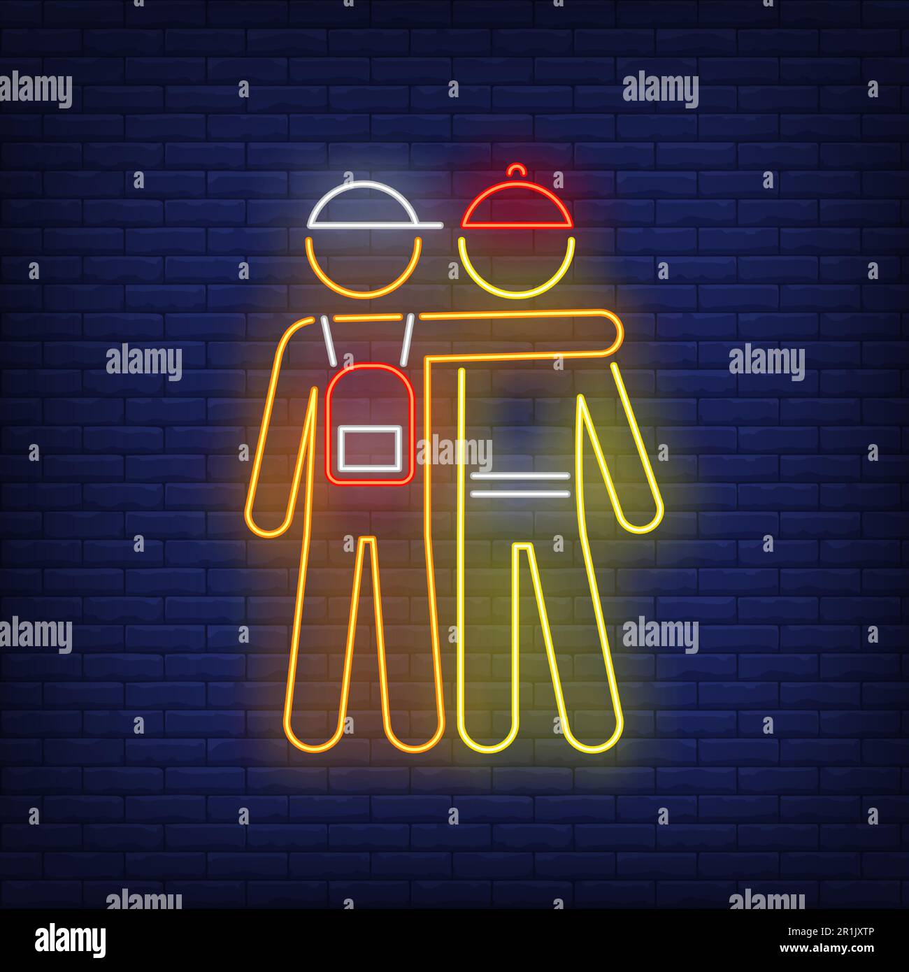 Two friends embracing neon sign Stock Vector Image & Art - Alamy