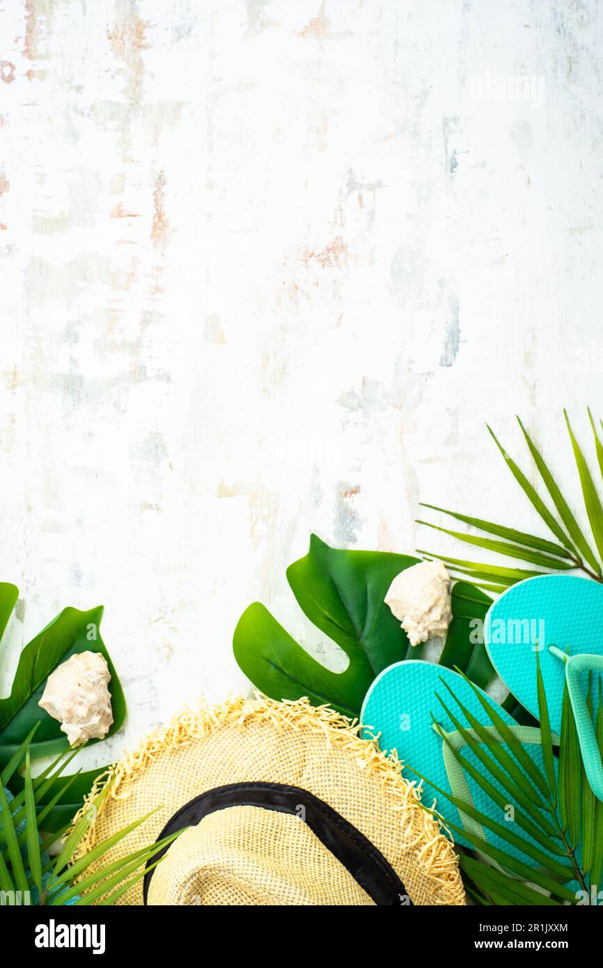 Summer flat lay background, sea vacation on white Stock Photo - Alamy