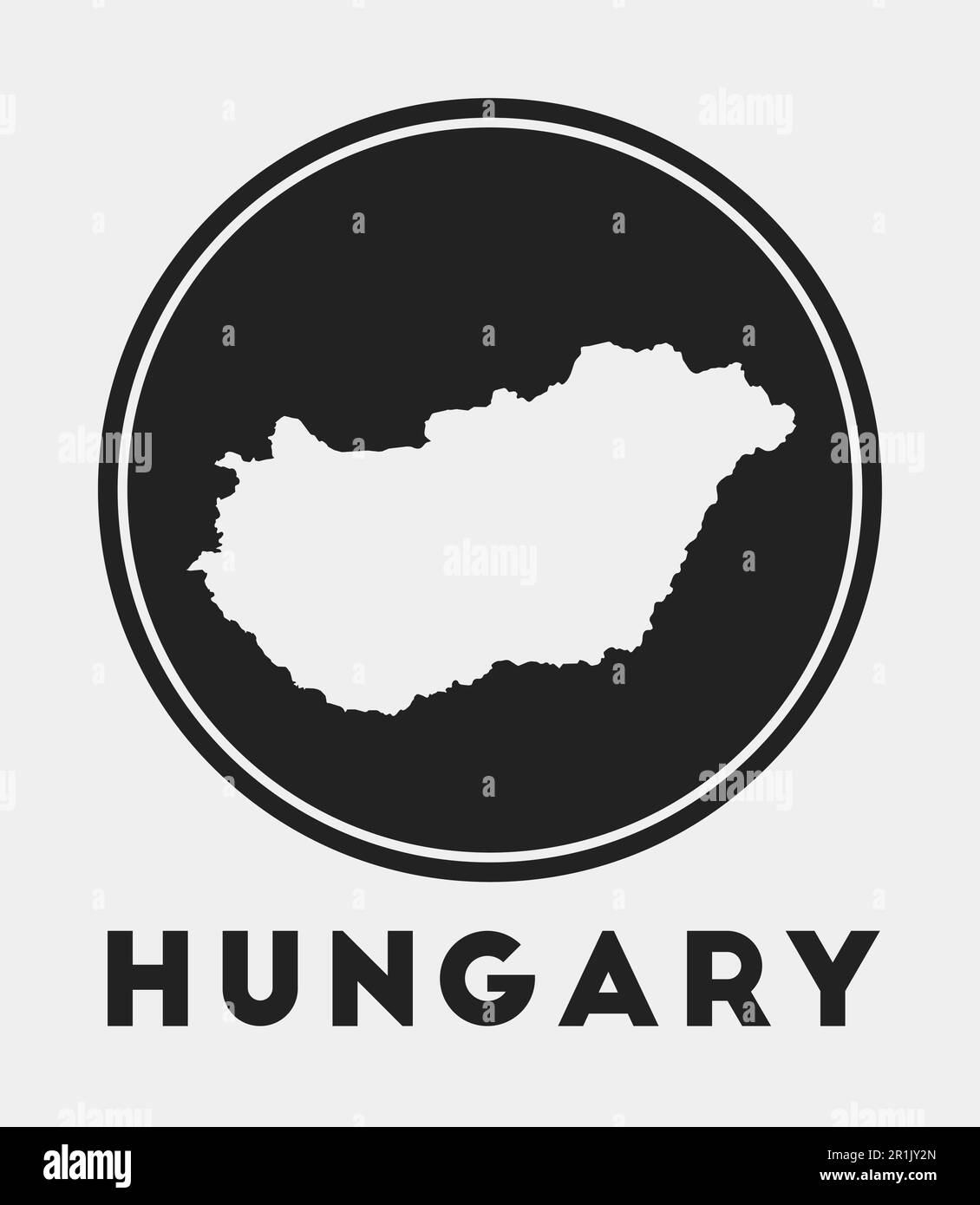 Hungary icon. Round logo with country map and title. Stylish Hungary ...